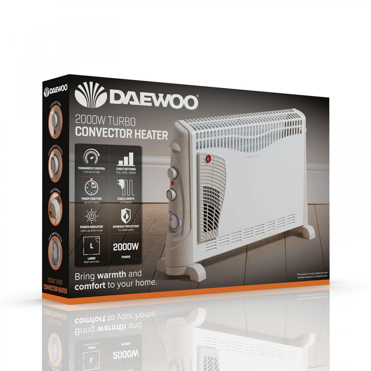 Wholesale Daewoo 2kW Turbo Convector Heater with Timer HEA1137 | CK ...